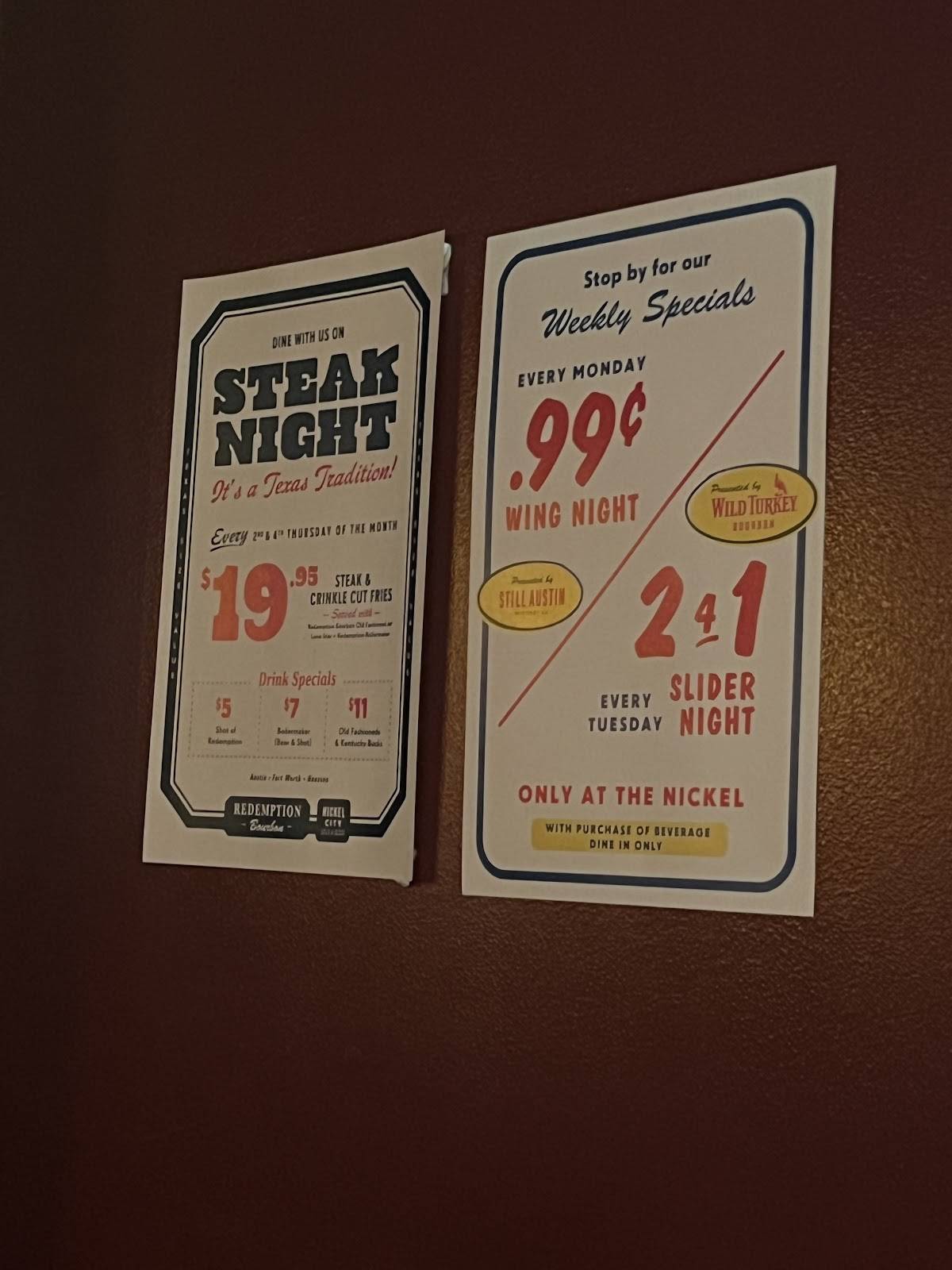 Menu at Nickel City pub & bar, Houston