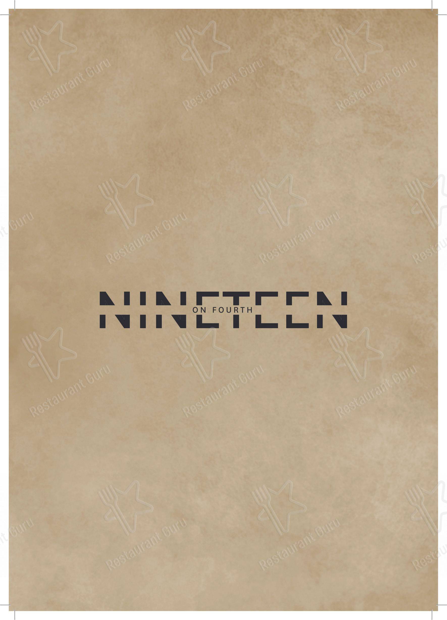 Menu at Nineteen on Fourth restaurant, Randburg