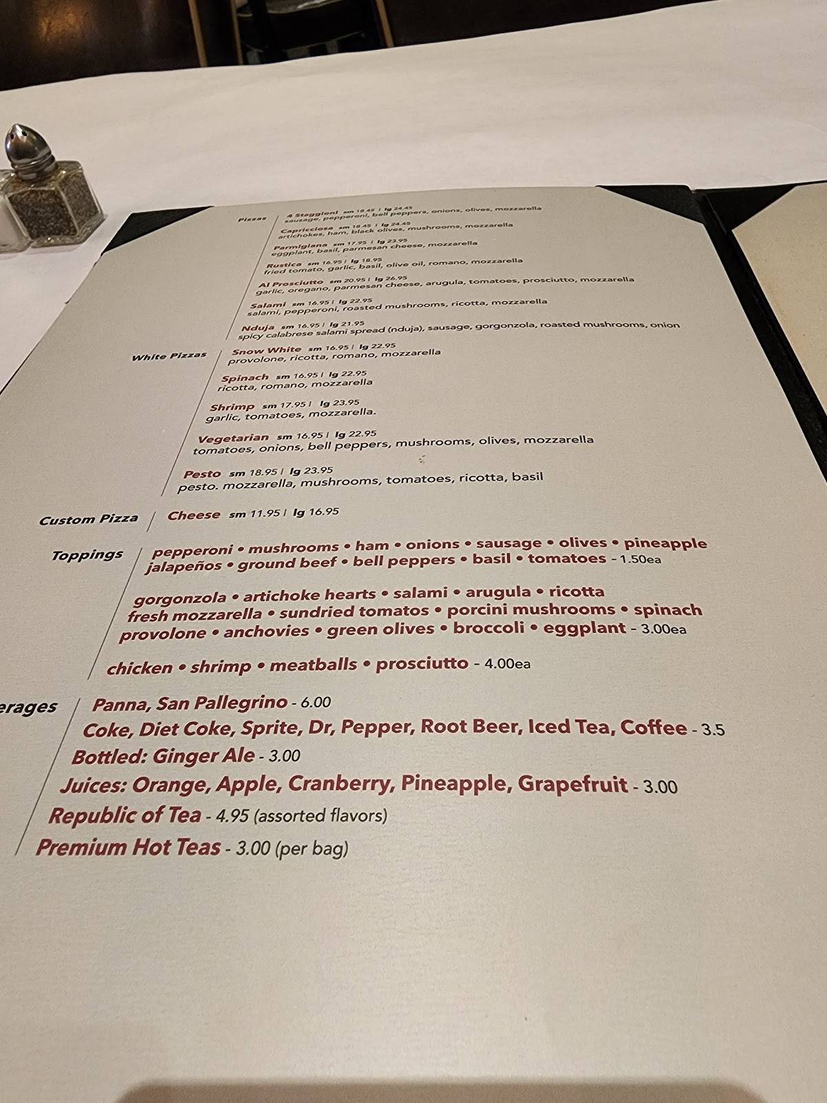 Menu at Nora's Italian Cuisine pub & bar, Las Vegas, 5780 W Flamingo Rd