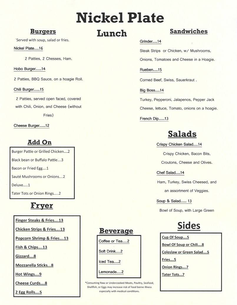 Menu at Nordman Resort restaurant, Nordman, ID-57