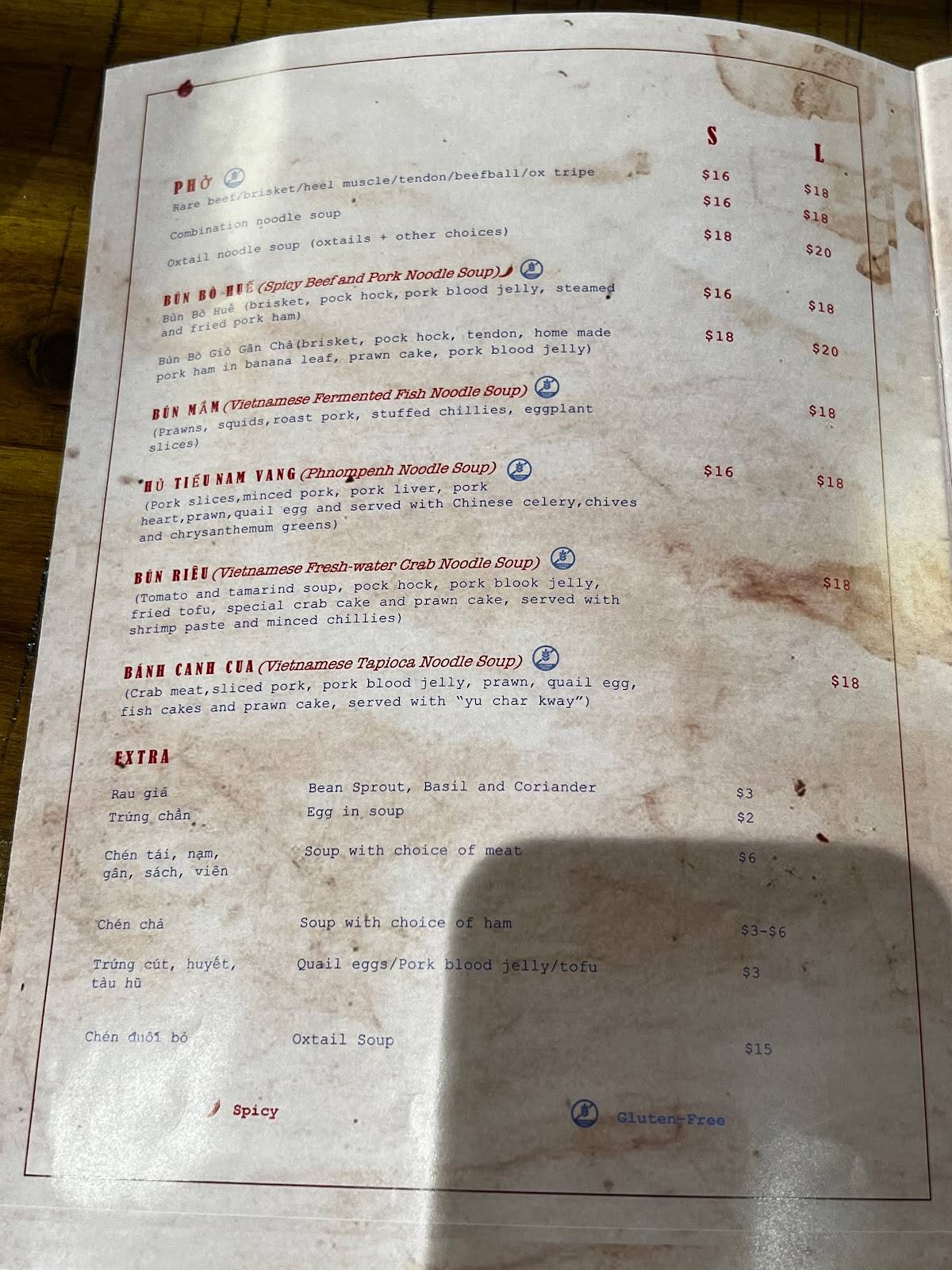 Menu at Gạo Restaurant, Croydon Park