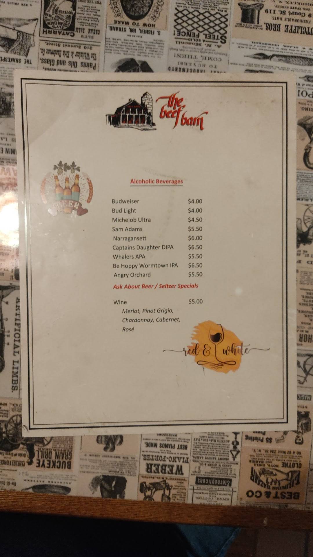 Menu at Beef Barn, North Smithfield, 200 Industrial Dr
