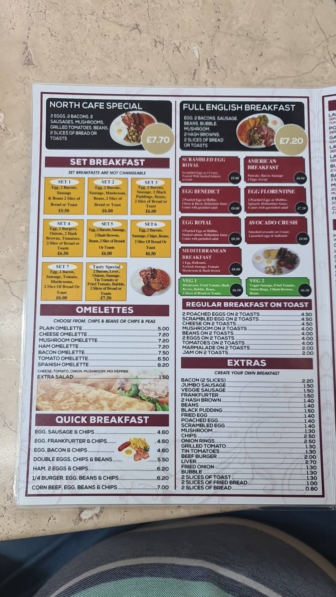 Menu at North Street Cafe, Romford