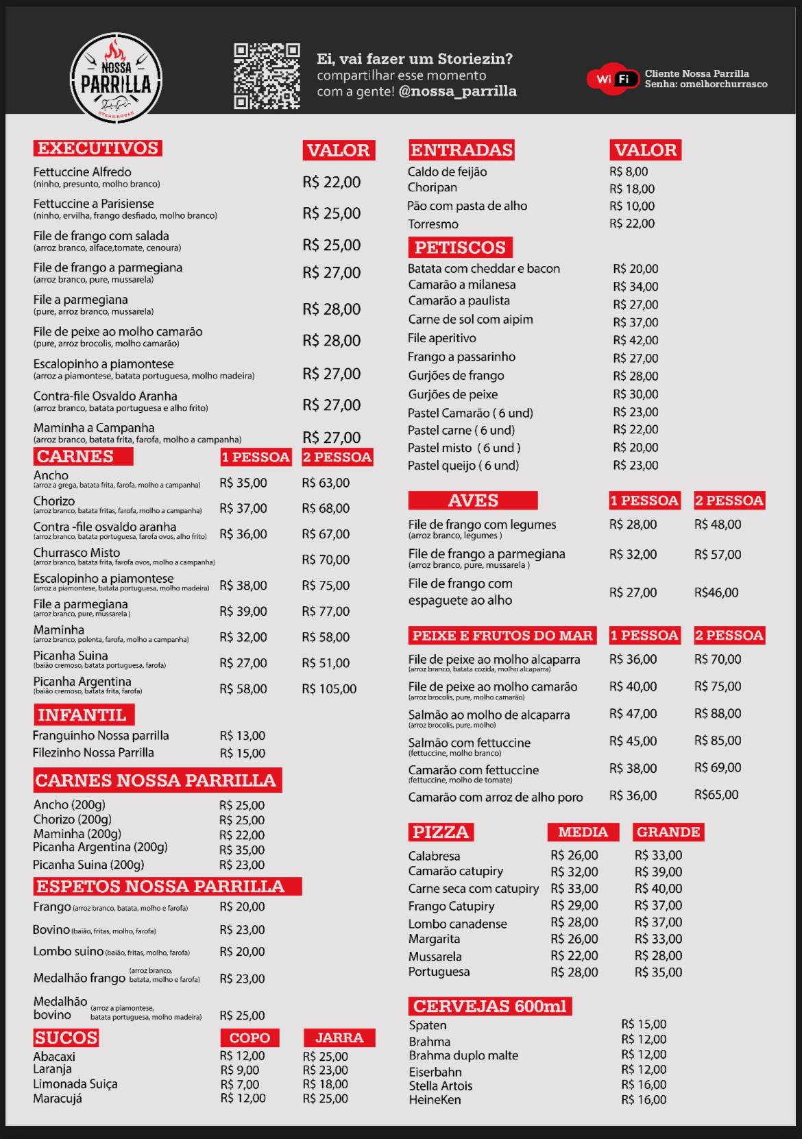 Menu em Nossa Parrilla restaurante, Ipu