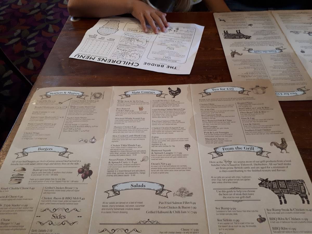 Menu at Bridge Inn pub & bar, Nottingham, Longmoor Ln