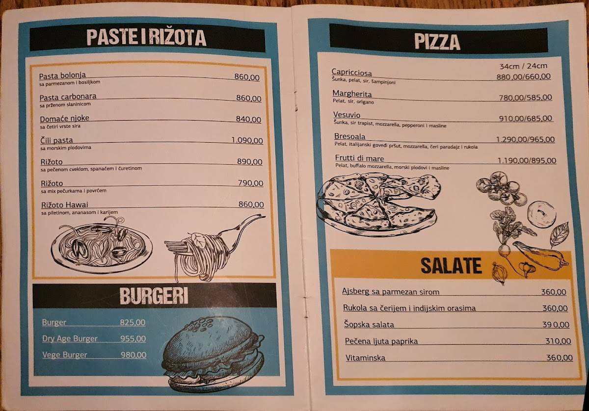 Menu at Gastro Katedra restaurant, Novi Sad