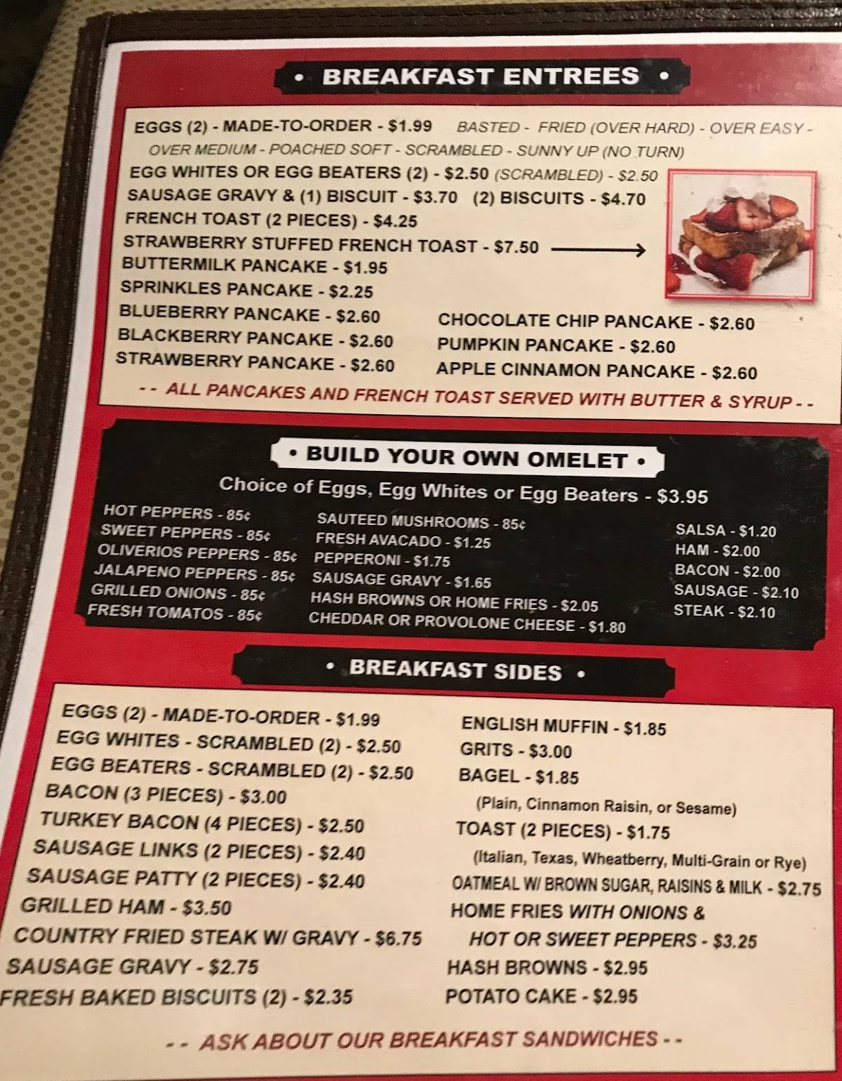 Menu at FOP restaurant, Nutter Fort