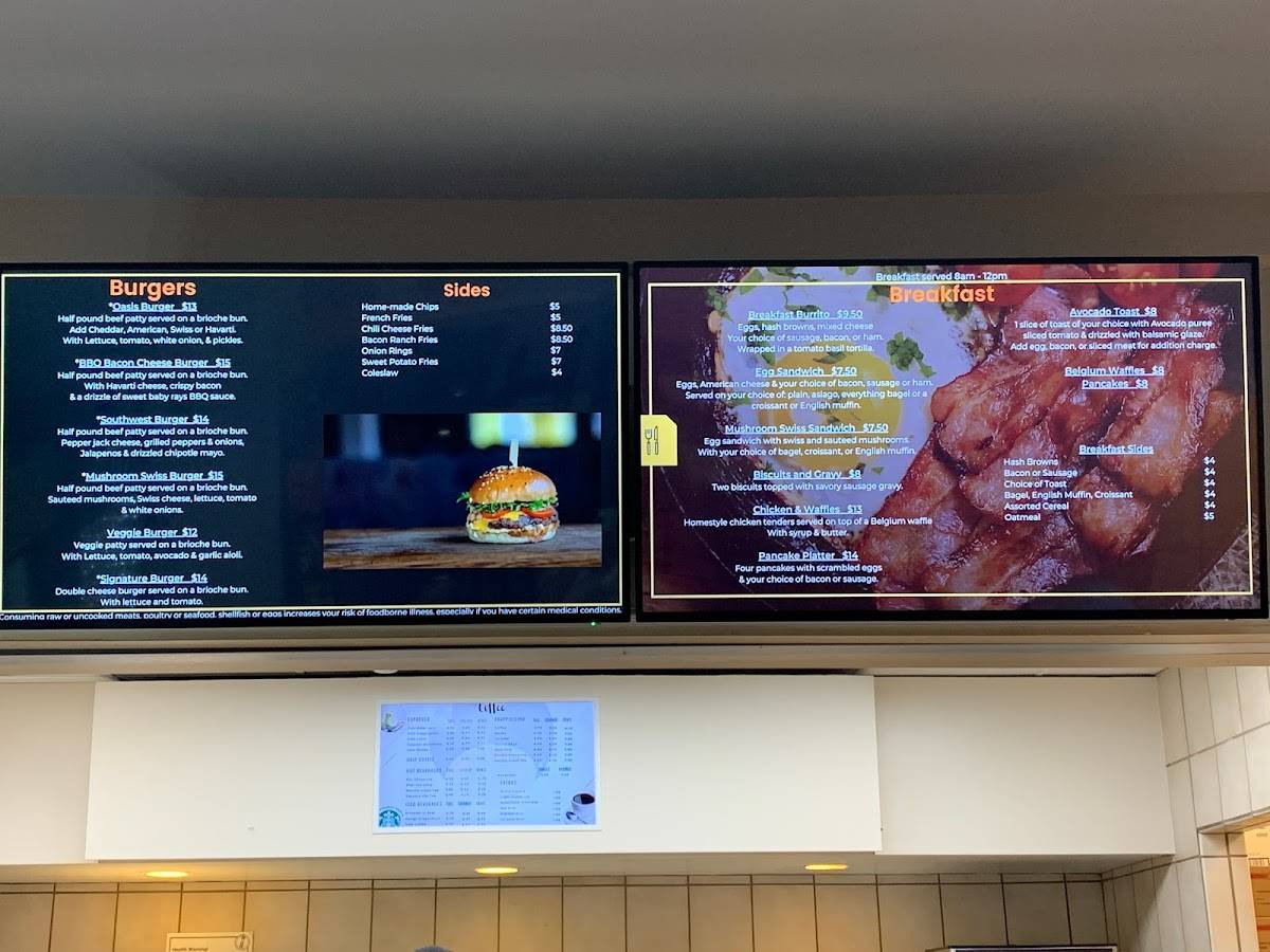 Menu at OASIS Cafe, Las Vegas, Parking lot
