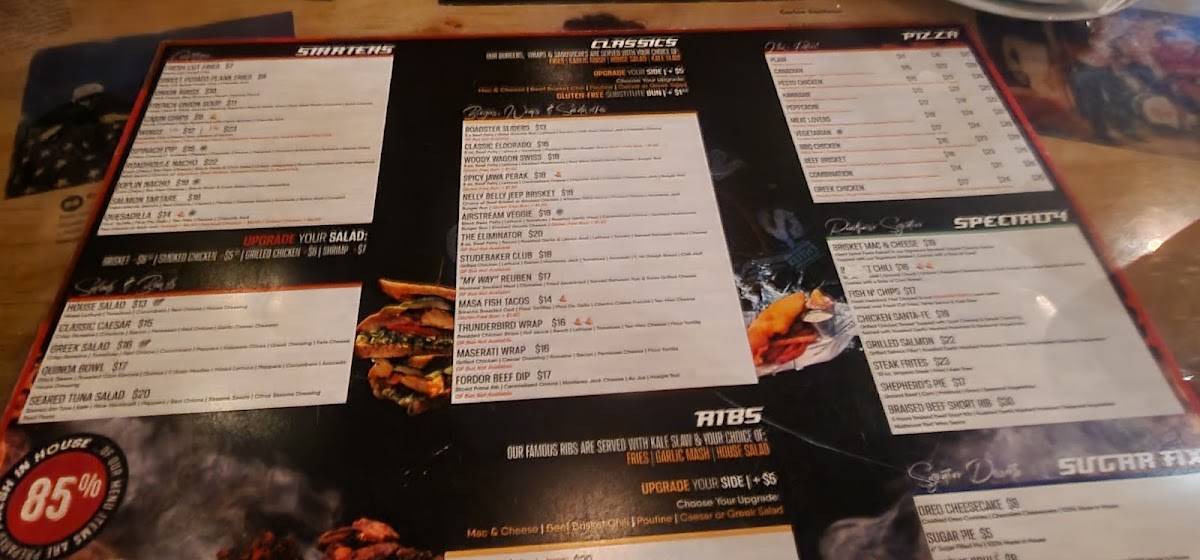 Menu at O'Brien's Roadhouse restaurant, Ottawa