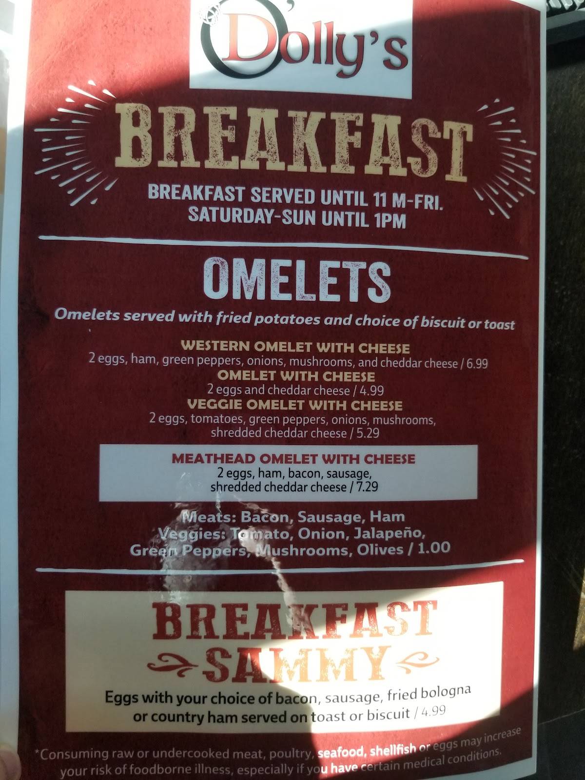 Menu at O'Dolly's Lounge and Restaurant, Louisville