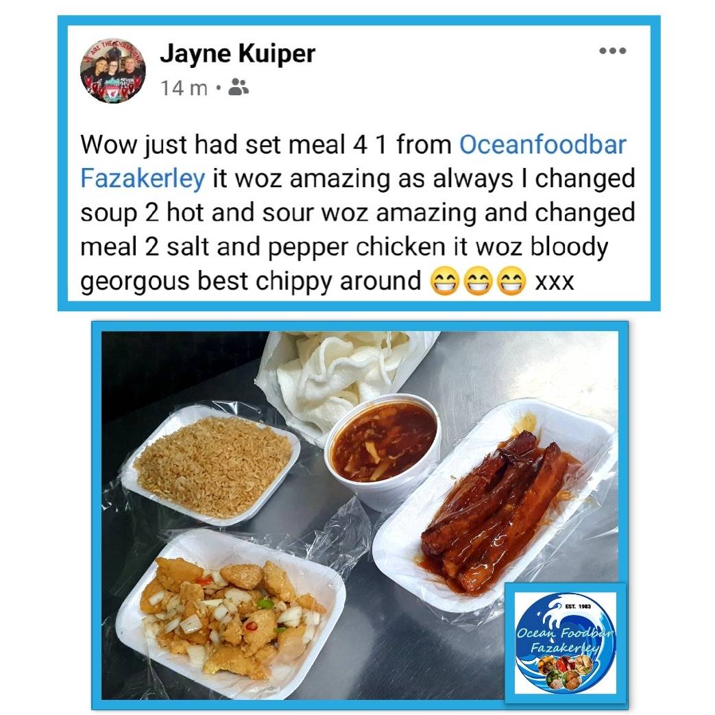 Menu at Ocean Food Bar, Liverpool