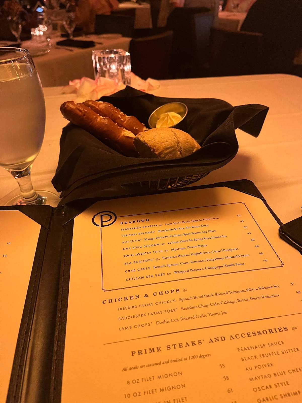Menu at Ocean Prime steakhouse, Philadelphia