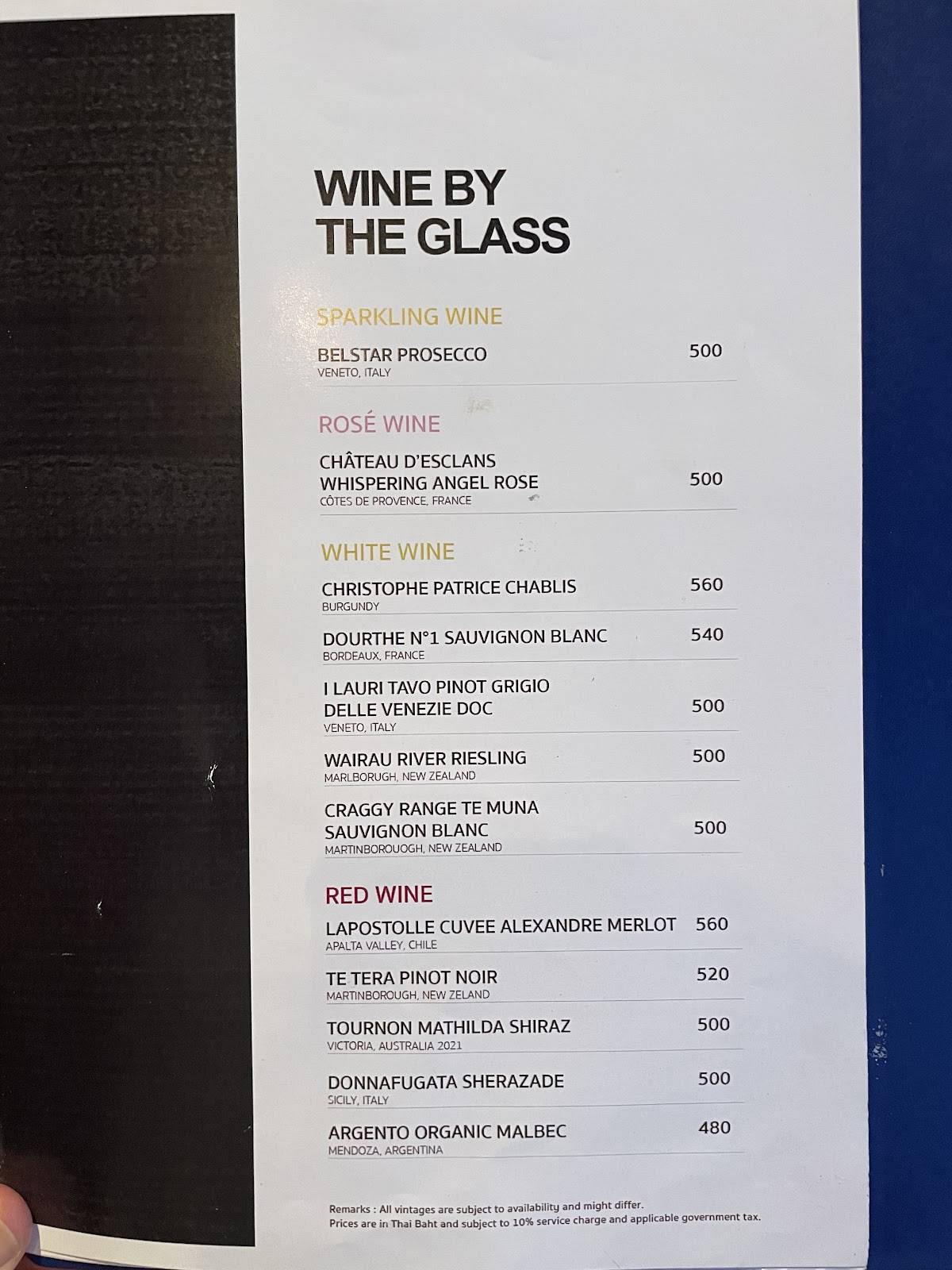 Menu at Octave Rooftop Lounge & Bar, Bangkok