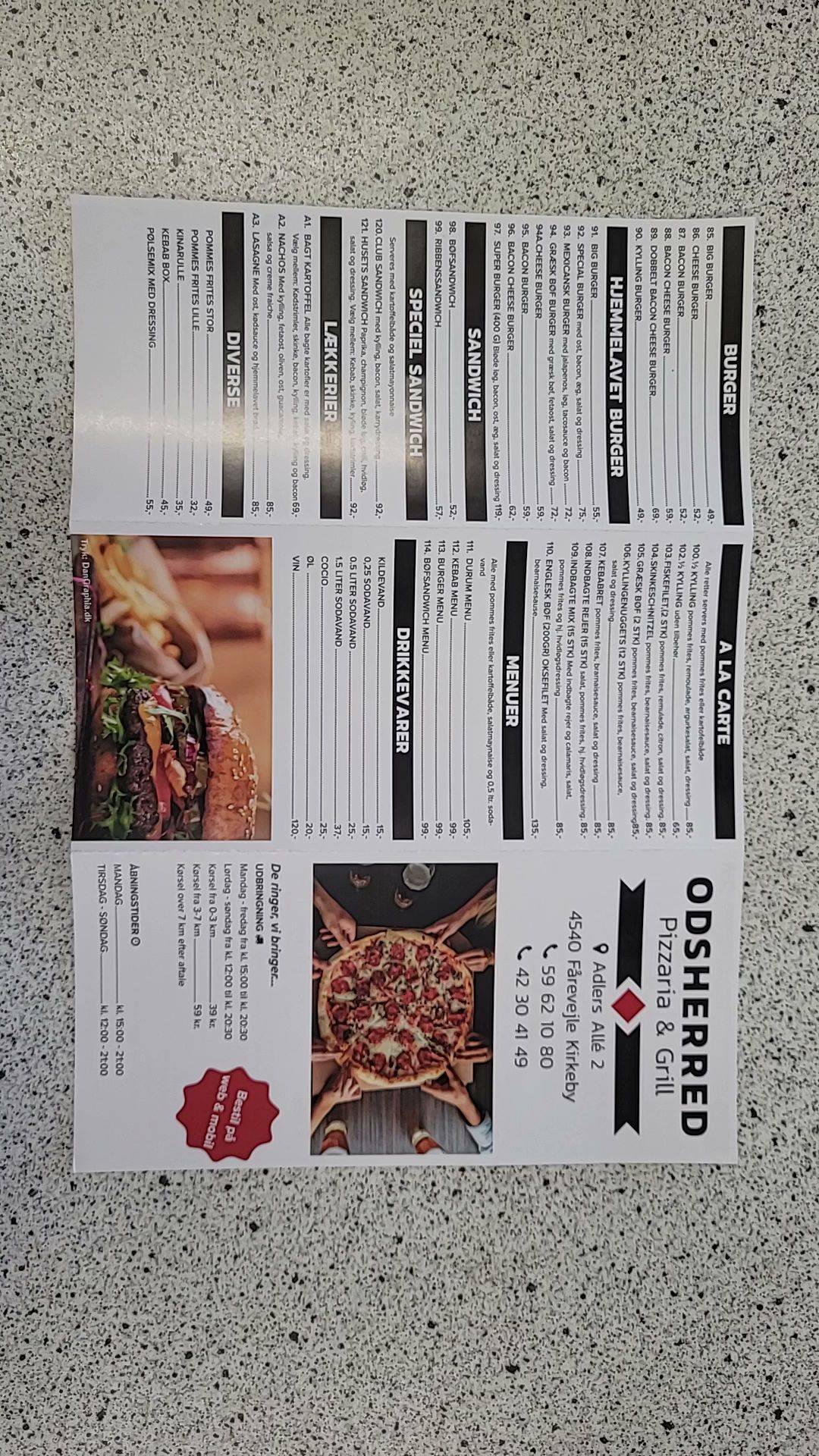 Menu at Odsherred pizzaria & grill pizzeria, Fårevejle