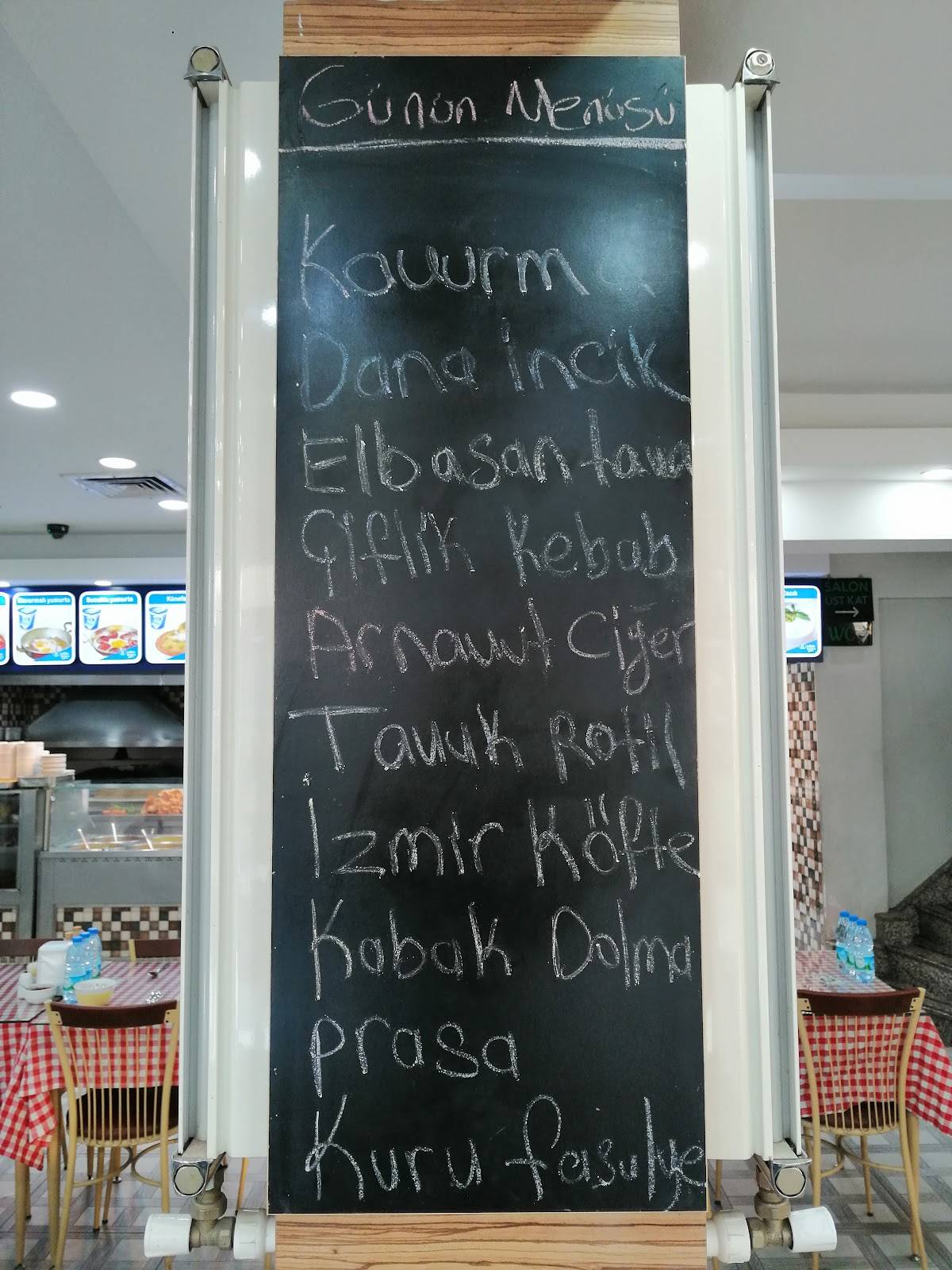 Menu at Öz Hacıbey Kebapçı, Istanbul