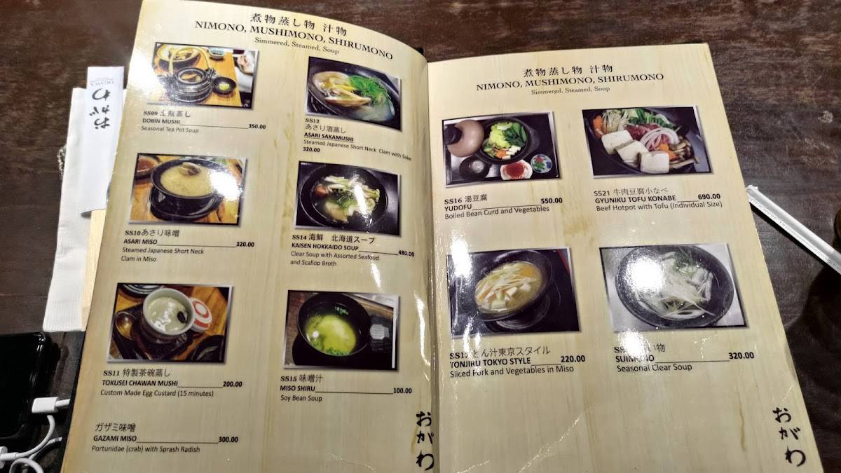 Menu at Ogawa restaurant, Taguig, The Fort Strip