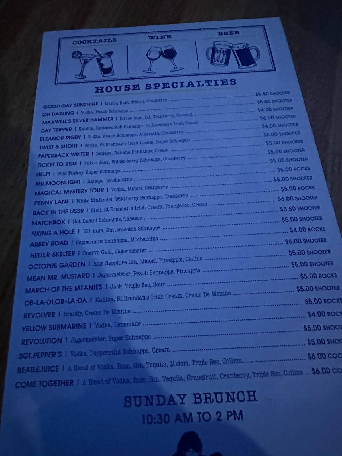 Menu at The City Club, Ogden