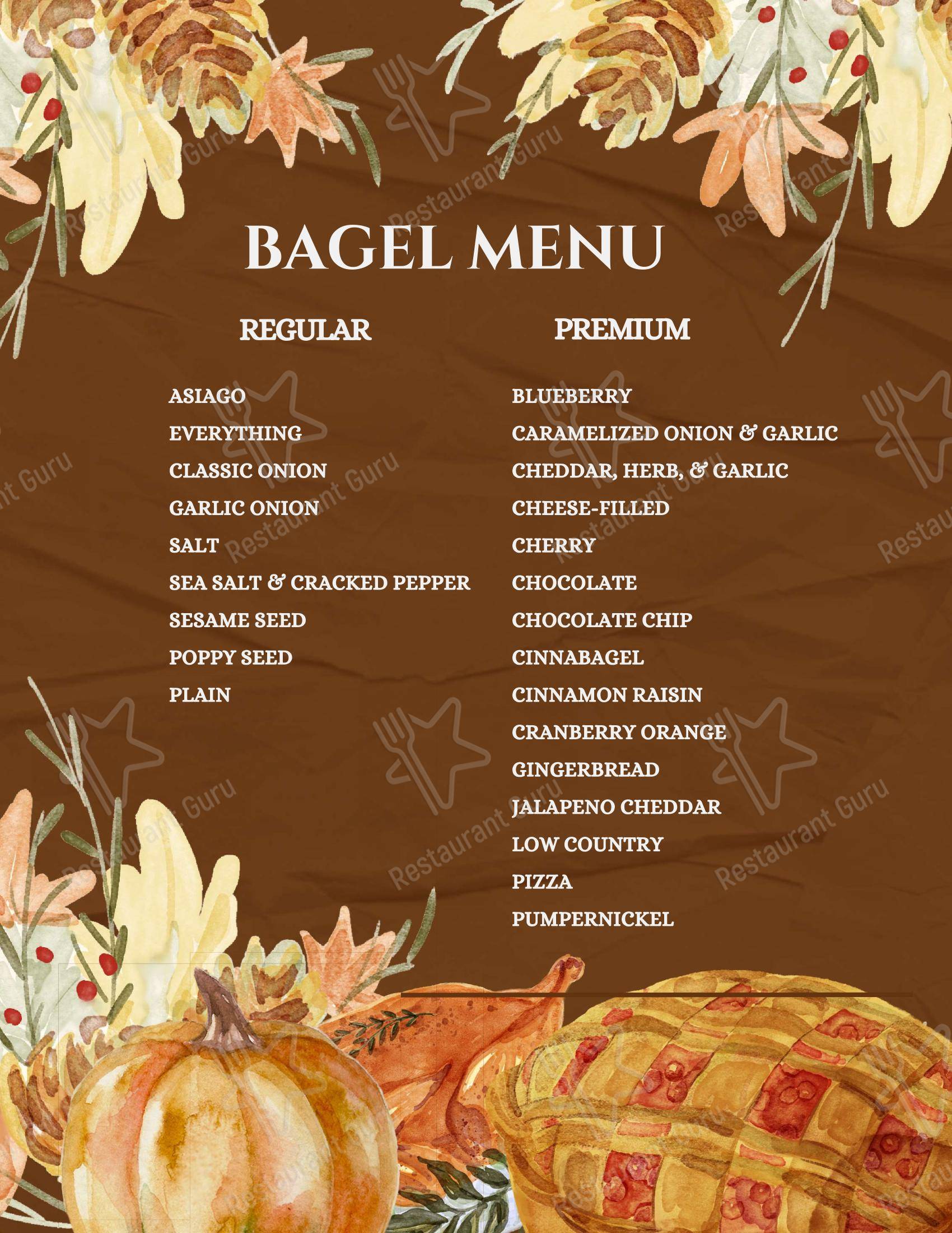 Menu at Oh Mie Stelle Bakery, Aiken