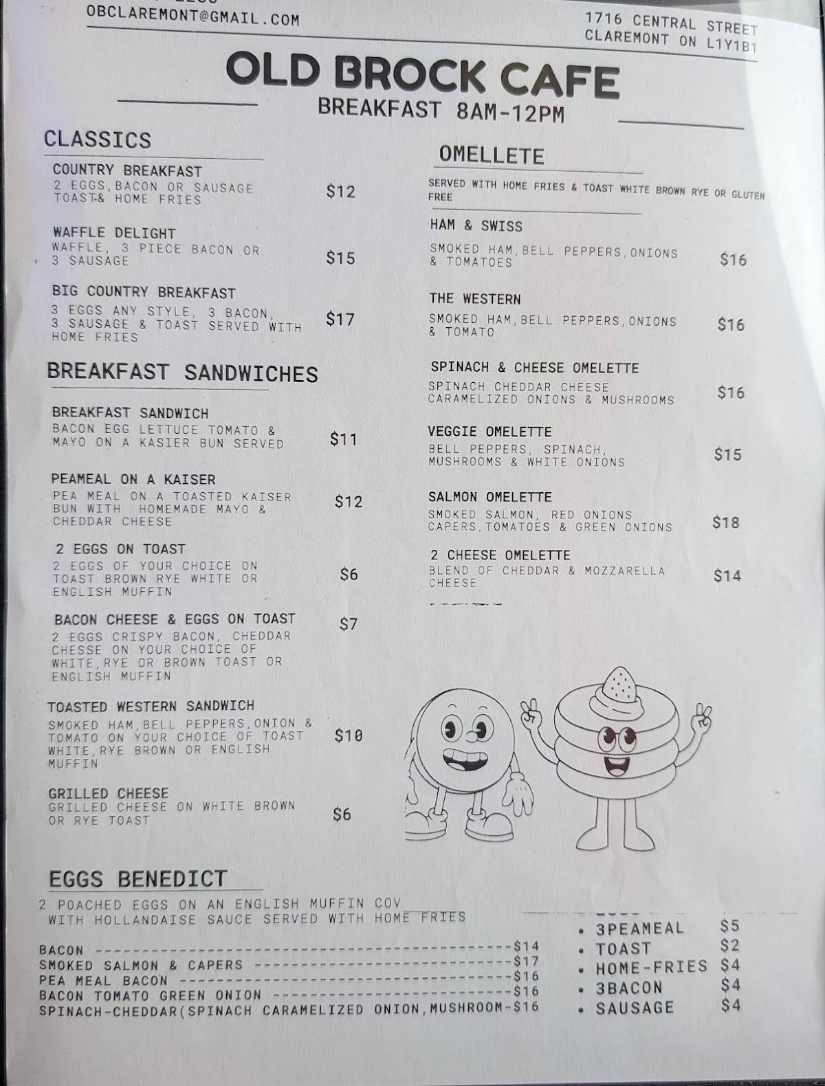 Menu at Old Brock Cafe & Pizzeria, Pickering