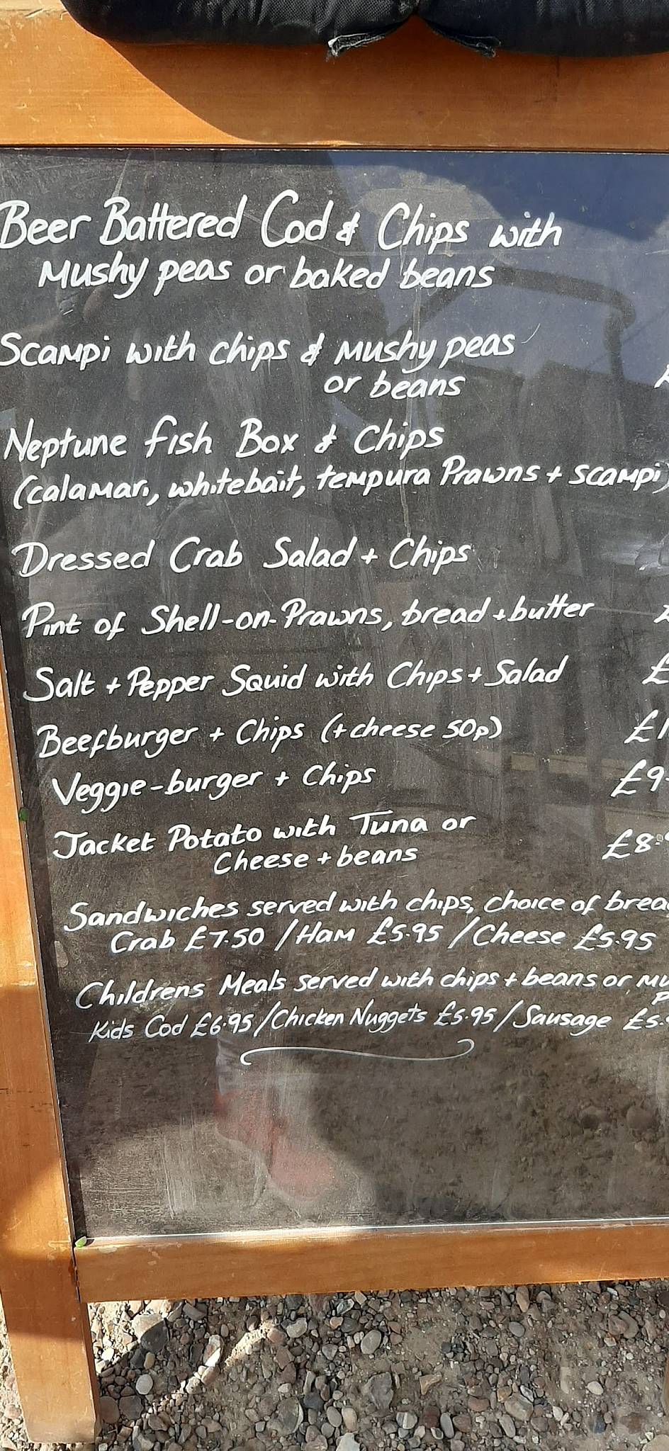 Menu at Old Neptune pub & bar, Whitstable