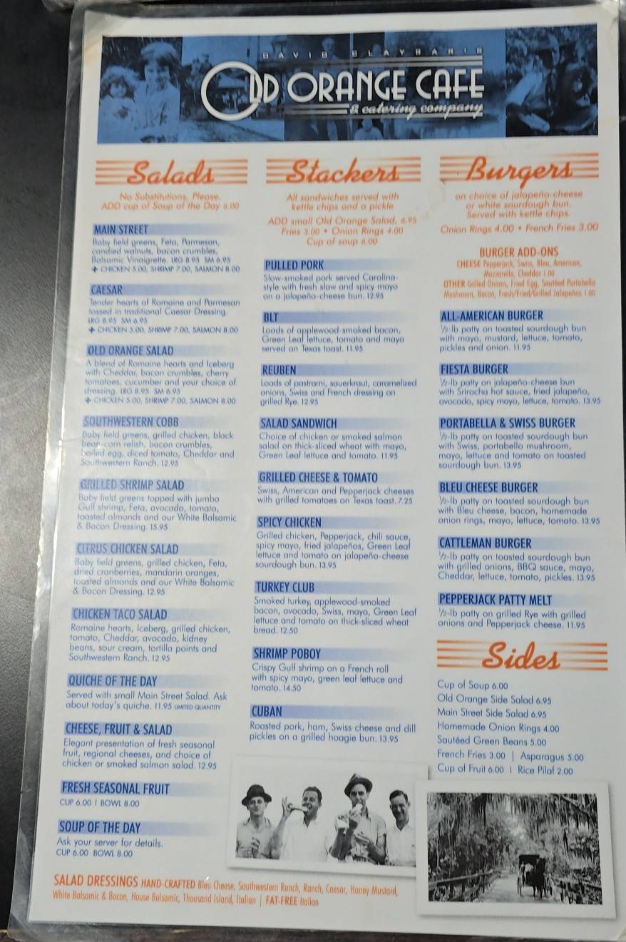Menu at Old Orange Cafe & Catering Co, Orange