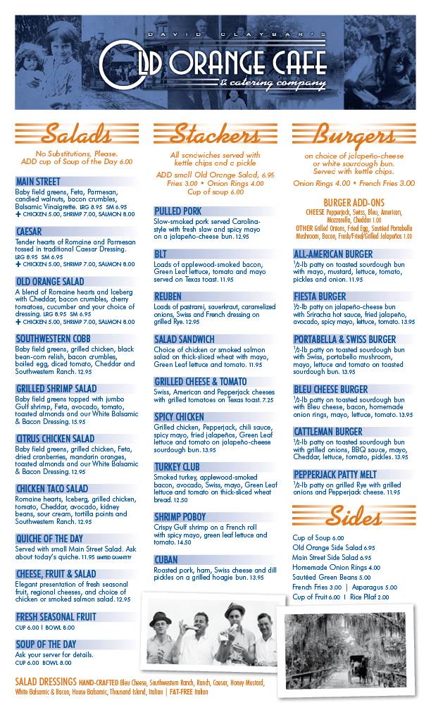 Menu at Old Orange Cafe & Catering Co, Orange