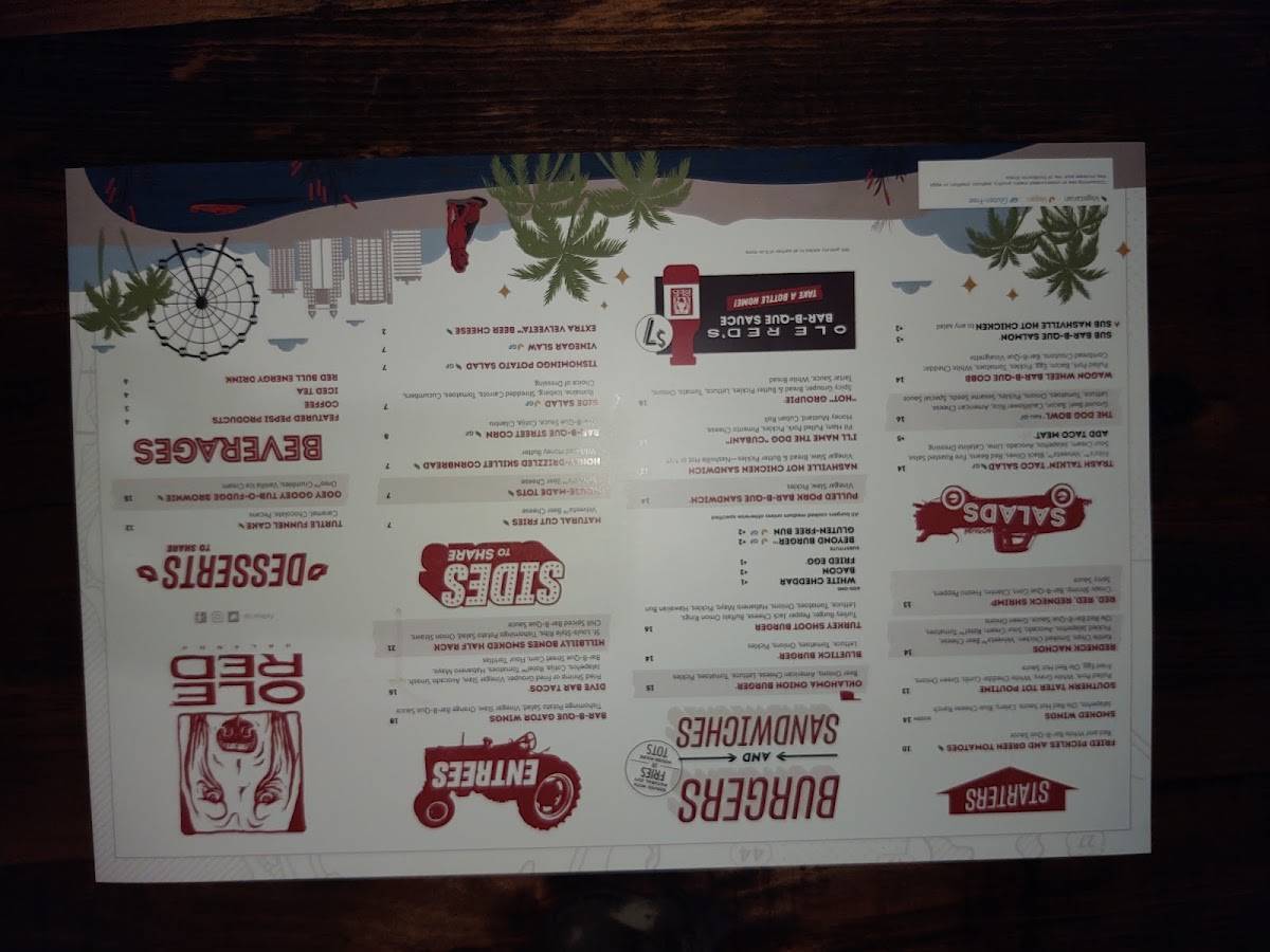Menu at Ole Red pub & bar, Orlando