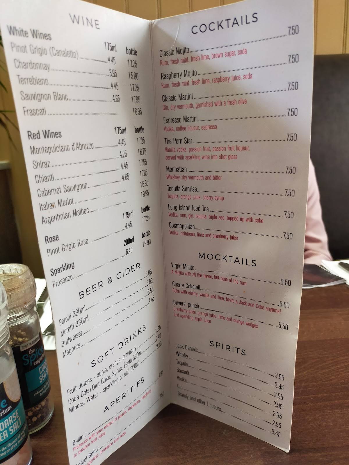 Menu at Olney Kitchen restaurant, Olney