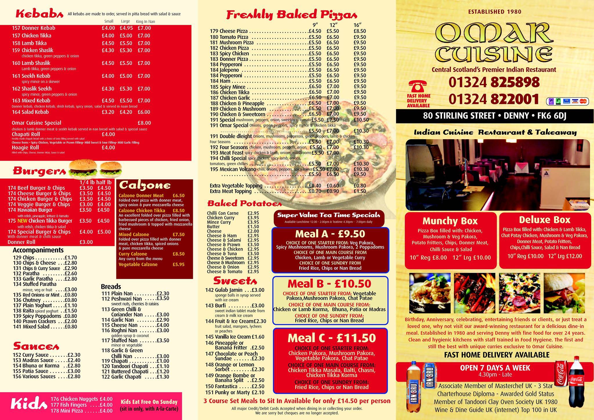 Menu at Omar Cuisine restaurant, Denny