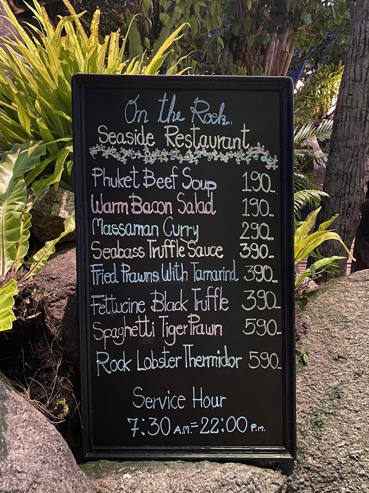 Menu at On The Rock Restaurant, Karon