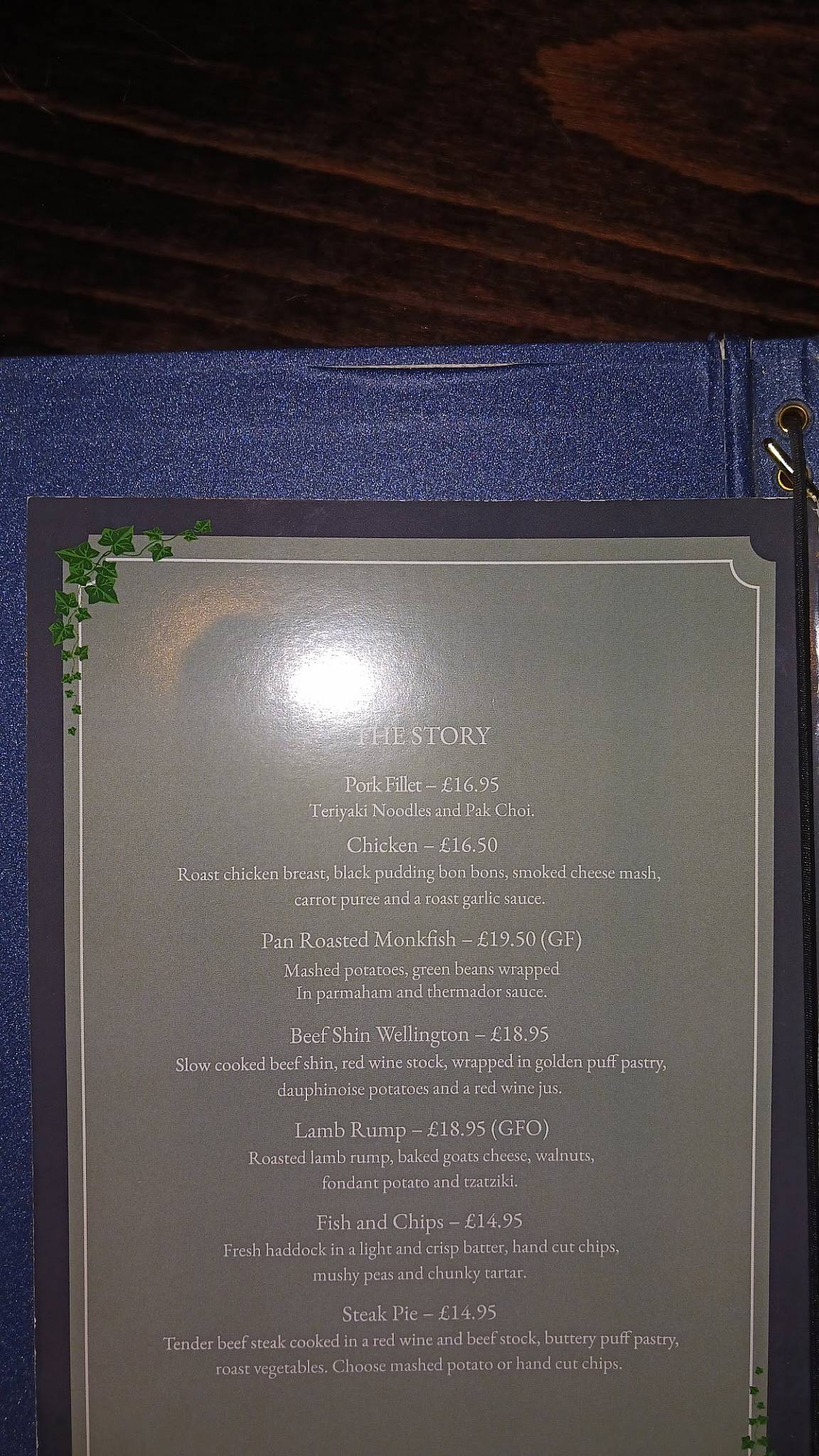 Menu at Once upon a Table restaurant, Glasgow