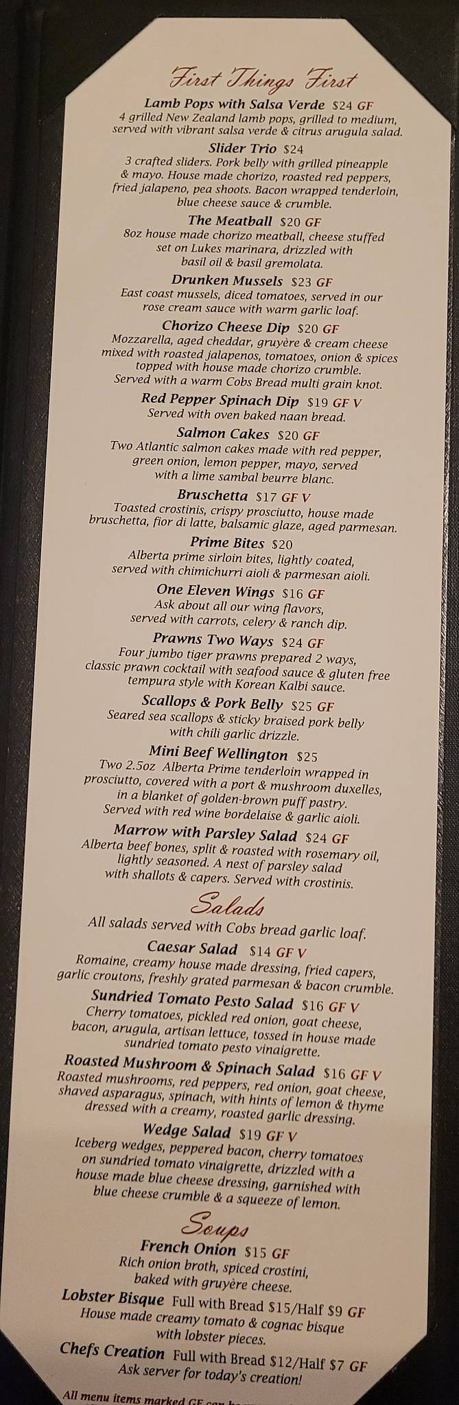 Menu at One Eleven Grill pub & bar, Red Deer, 43 St #108