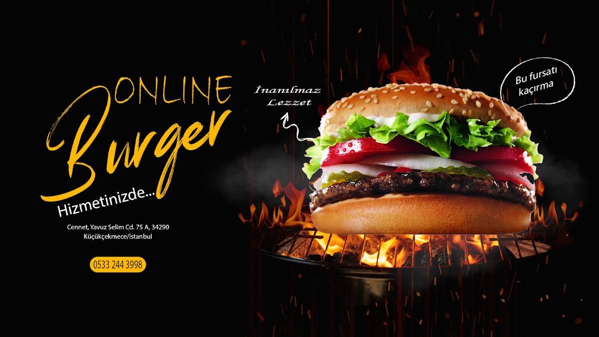 Menu at Online burger, Istanbul