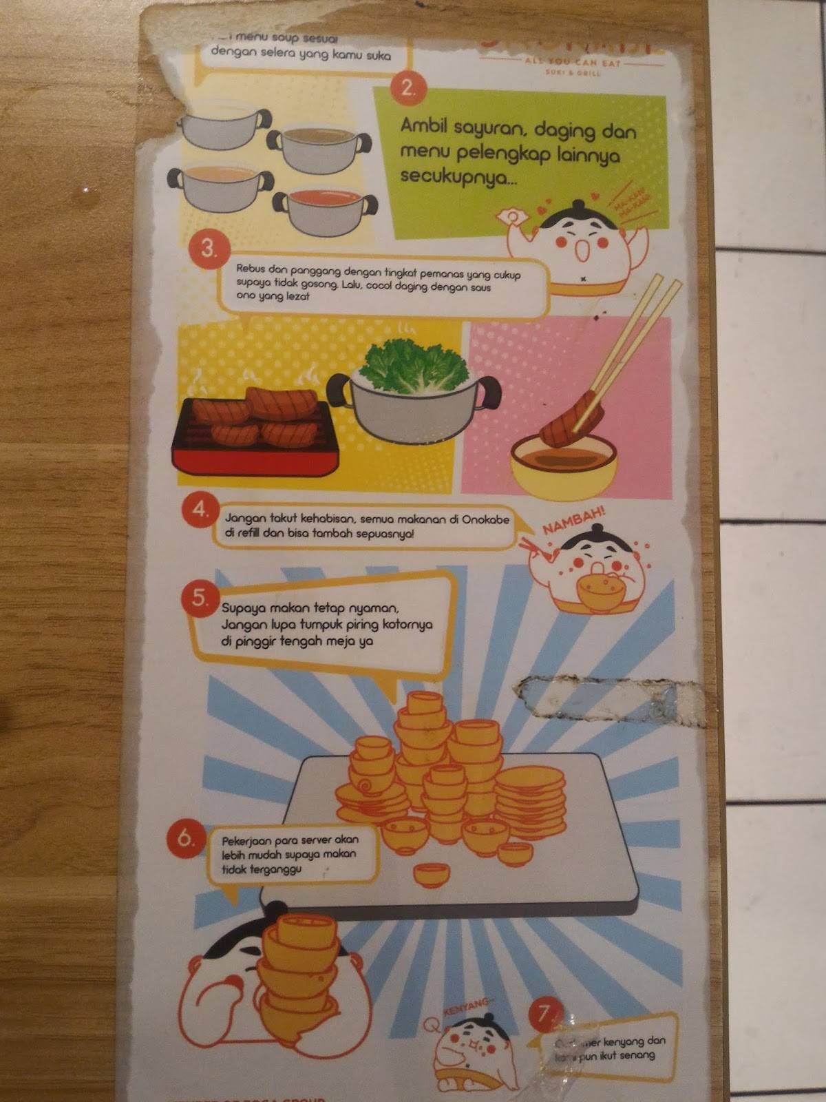 Menu at Onokabe restaurant, Bekasi Regency