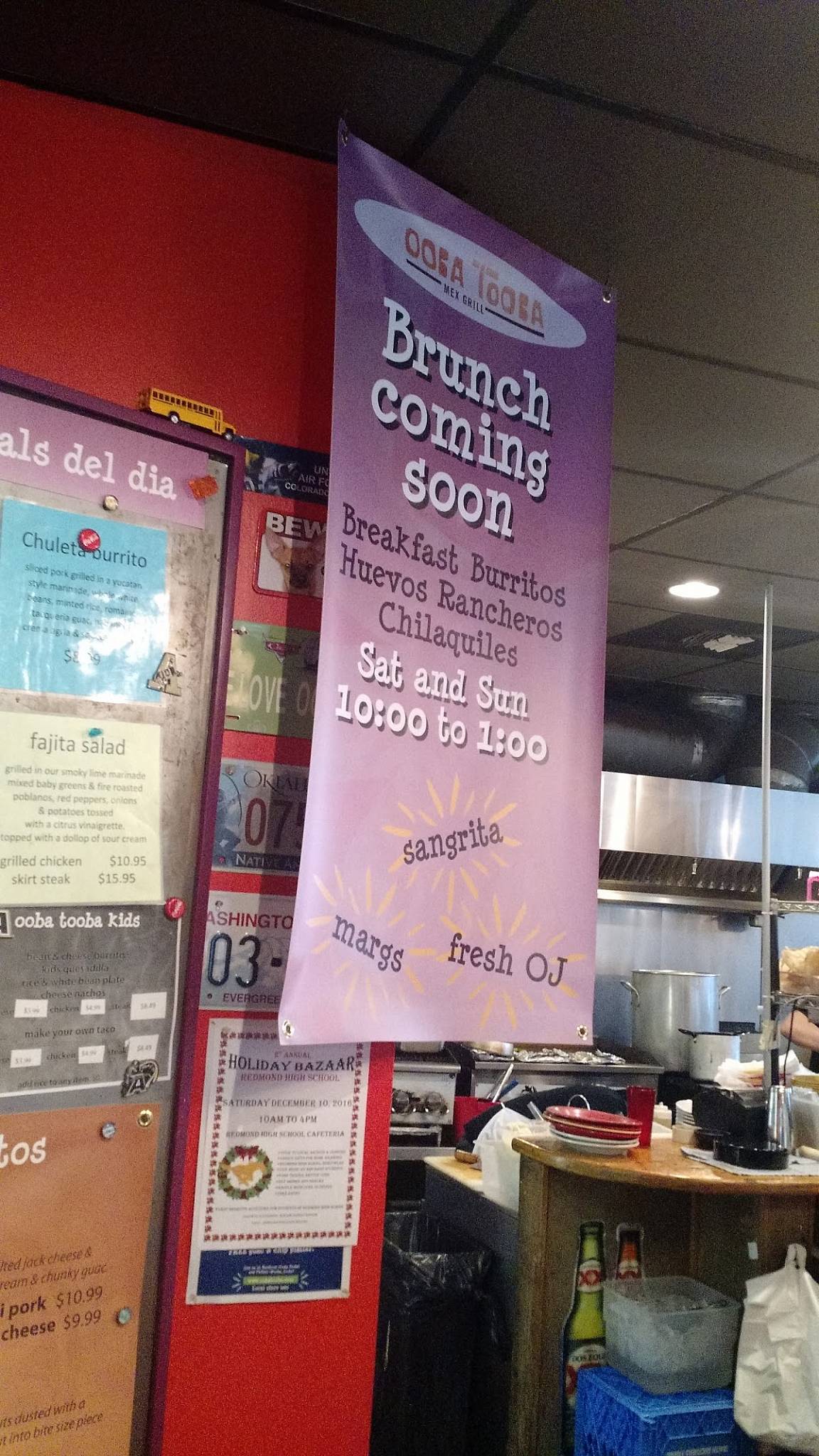 Menu at Ooba Tooba restaurant, Redmond, NE 83rd St