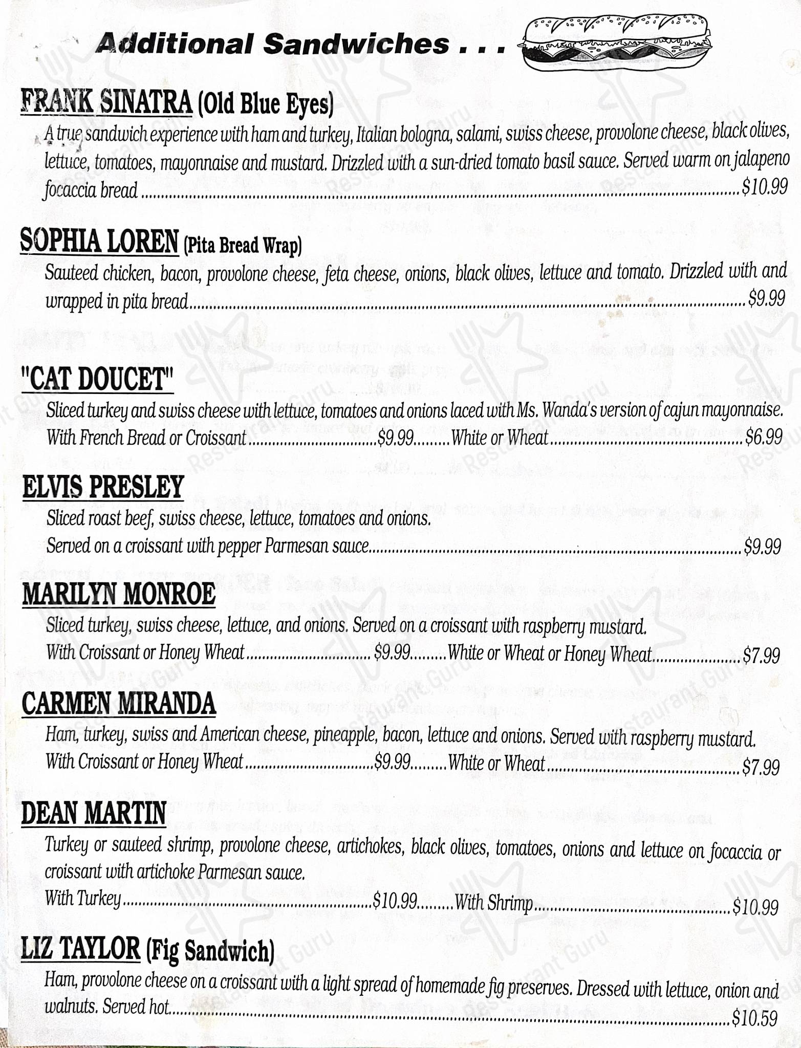 Menu at Back In Time restaurant, Opelousas