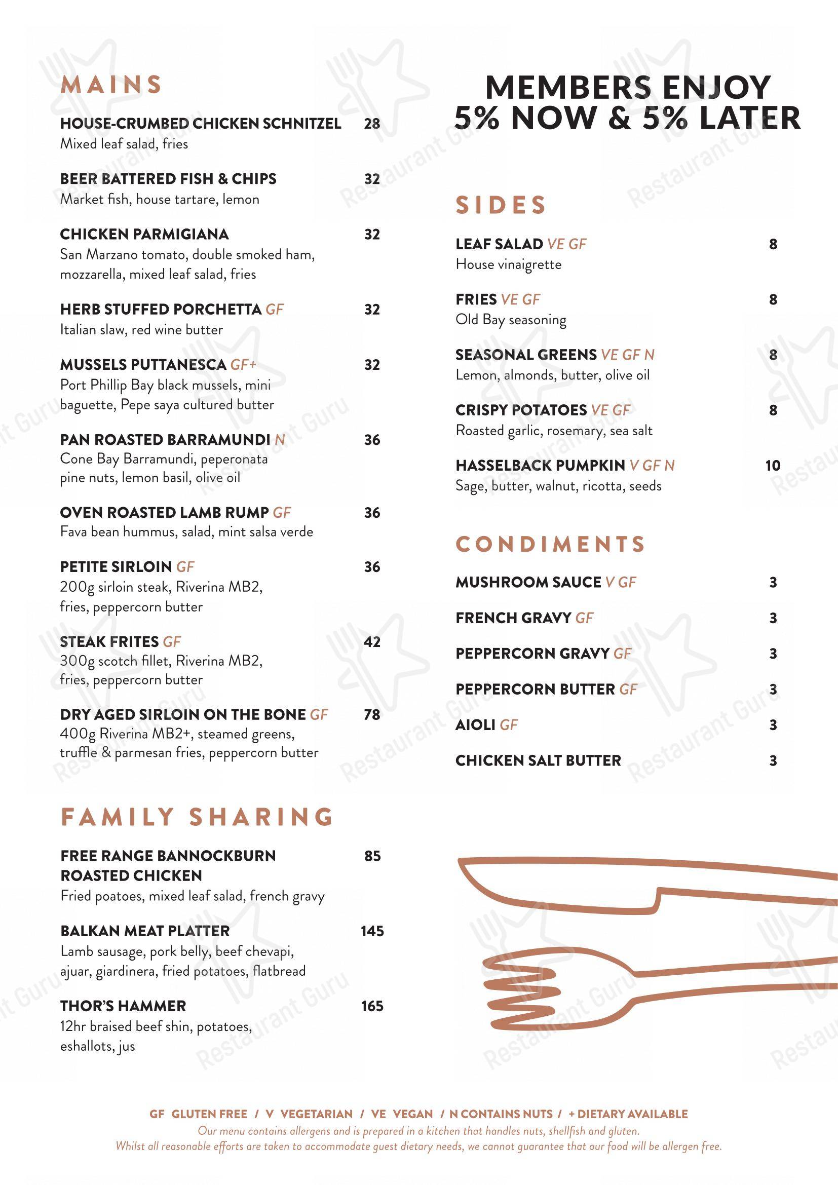 Menu at Oran Park Hotel pub & bar, Oran Park