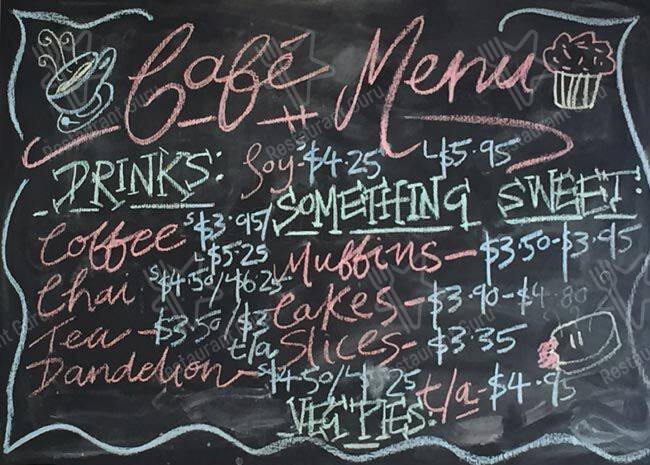 Menu at Organically Grown cafe, Malvern