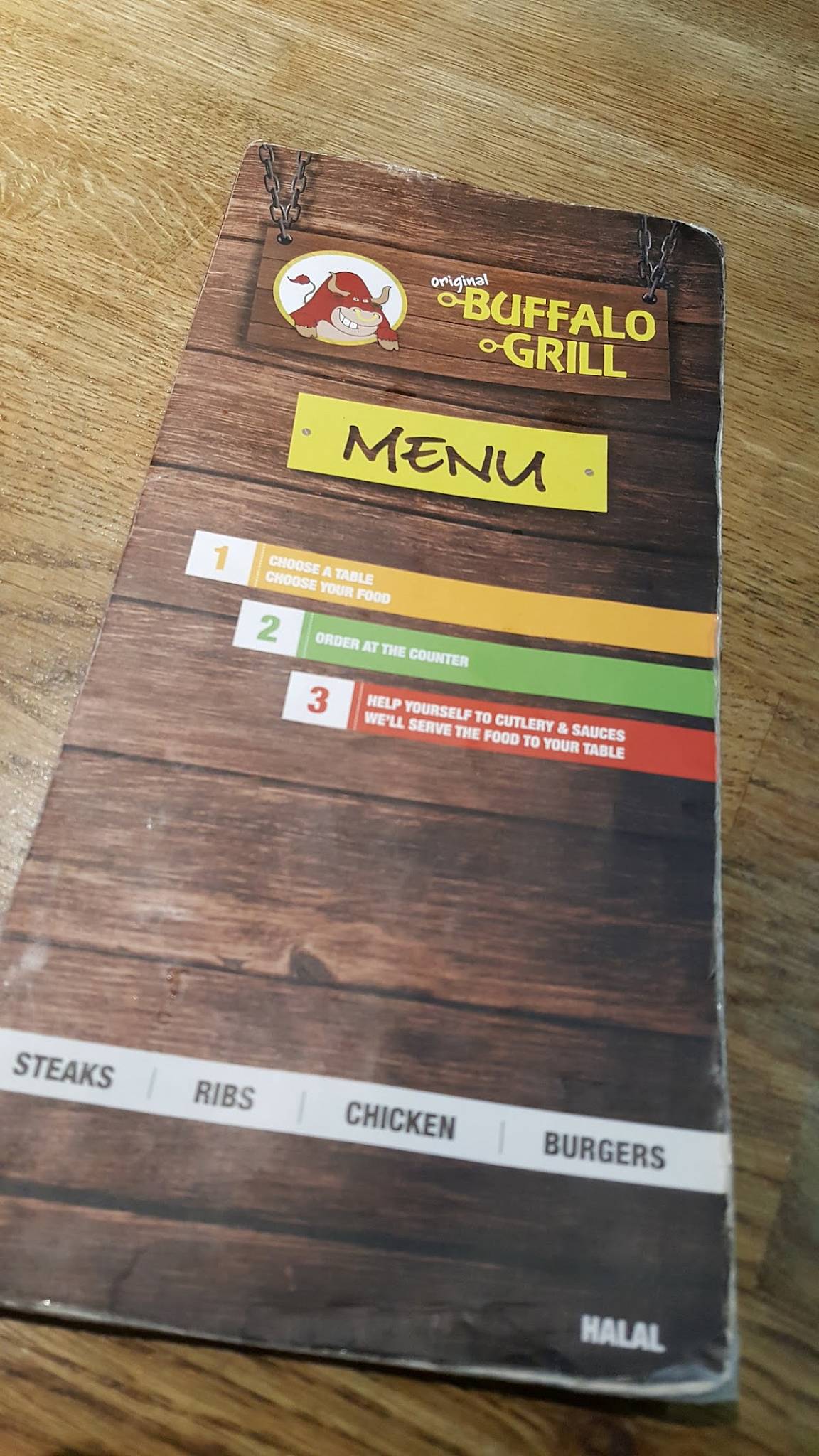 Menu at Original Buffalo Grill steakhouse, Reading