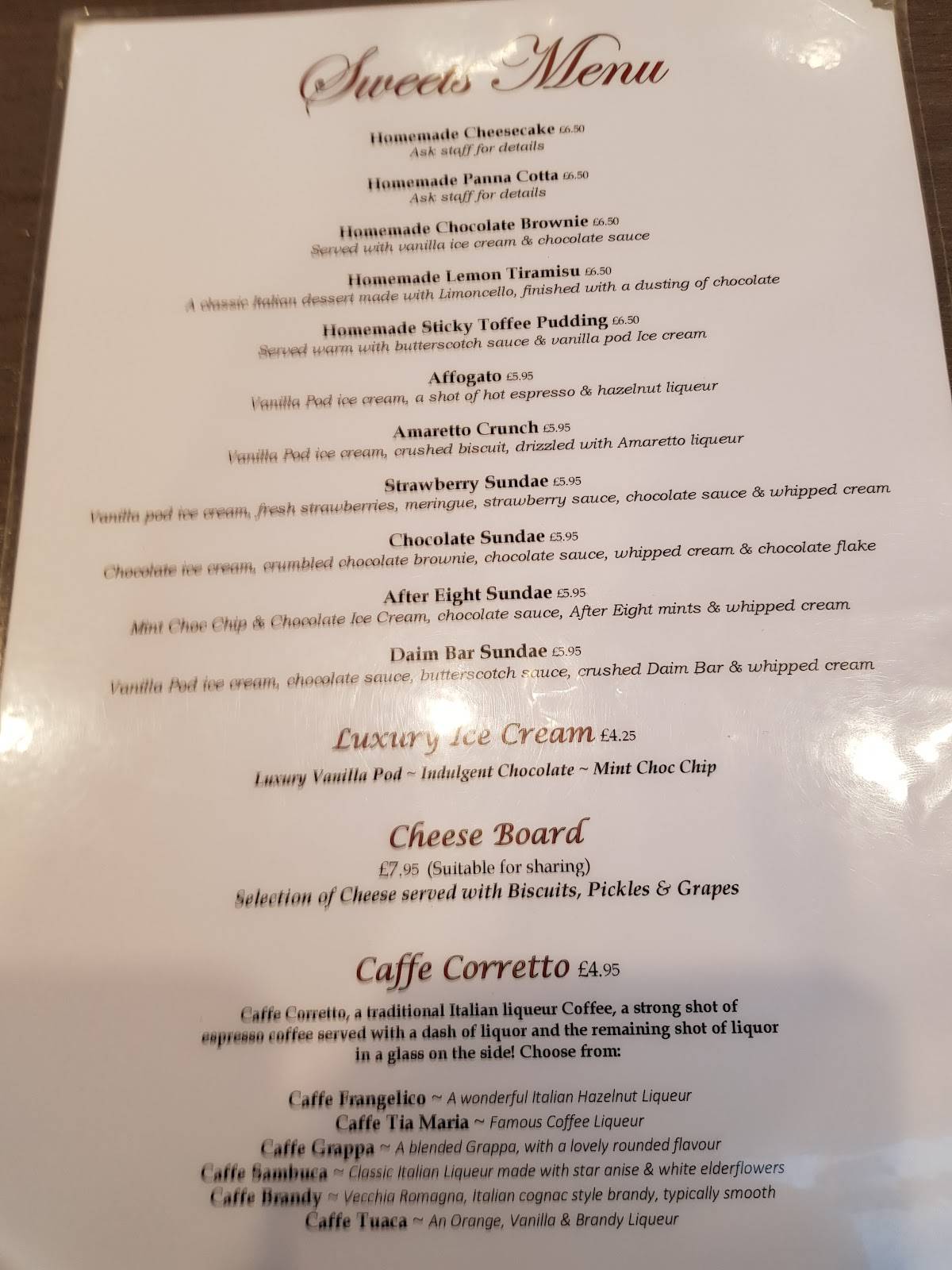 Menu at The Fat Italian Burscough restaurant, Ormskirk, 188 Moss Lane