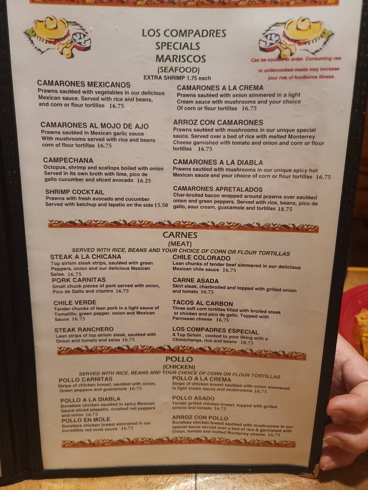 Menu at Los Compadres Restaurant, Oroville