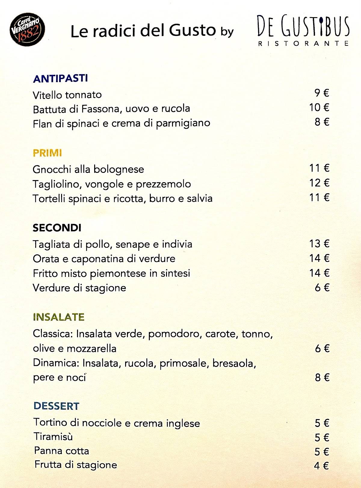 Menu au Osteria Le Radici del Gusto restaurant, Chieri