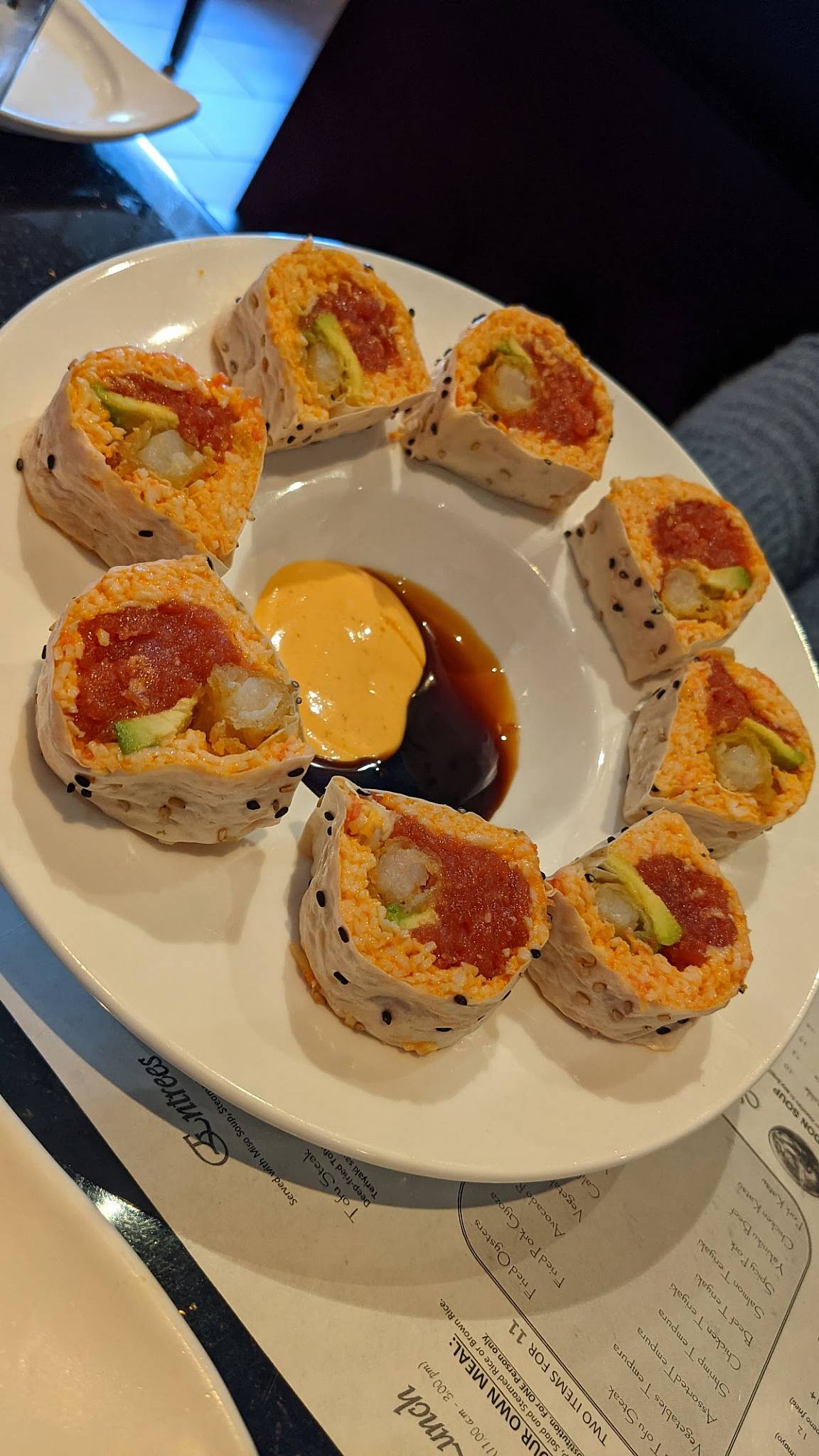 Menu at Otoro Sushi restaurant, Scotts Valley