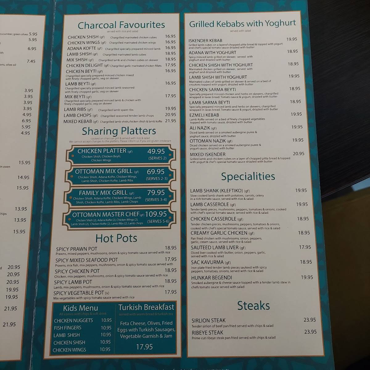 Menu at Ottoman Kitchen - Turkish Restaurant, Southampton