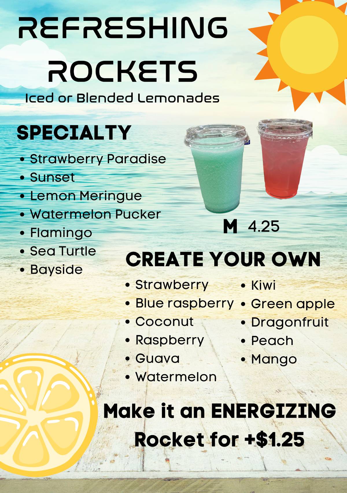 Menu at Java Rocket, Ottumwa