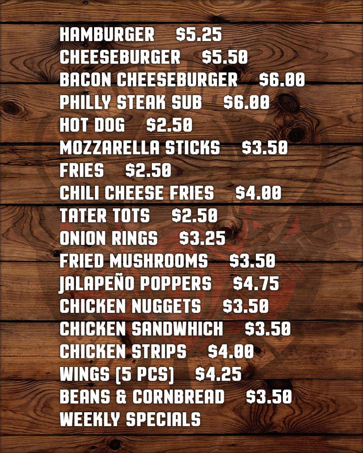Menu at Outlaw Bar & Grill, USA