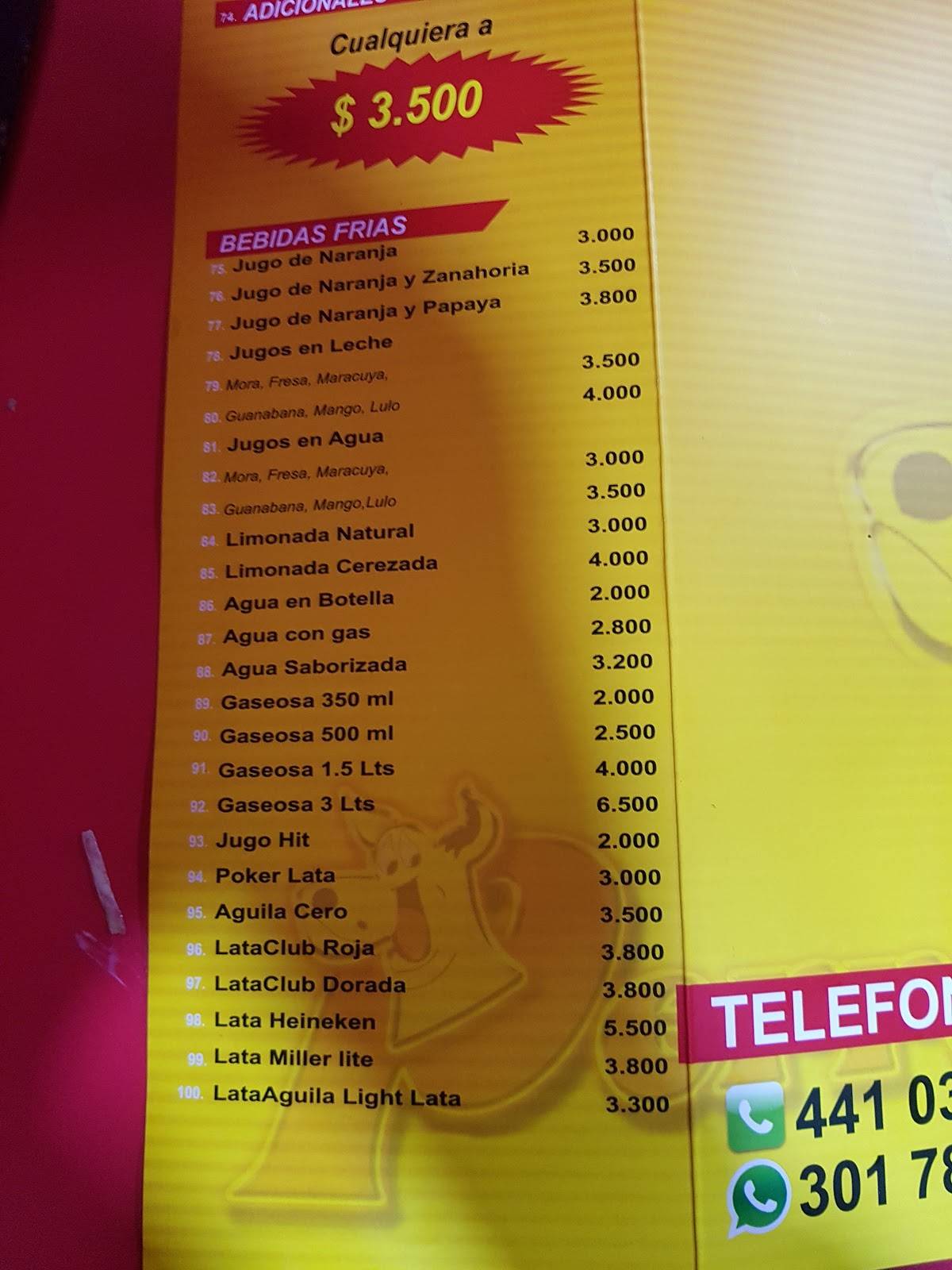 Carta del restaurante PERRO MONO QUiRiGUA, Bogotá
