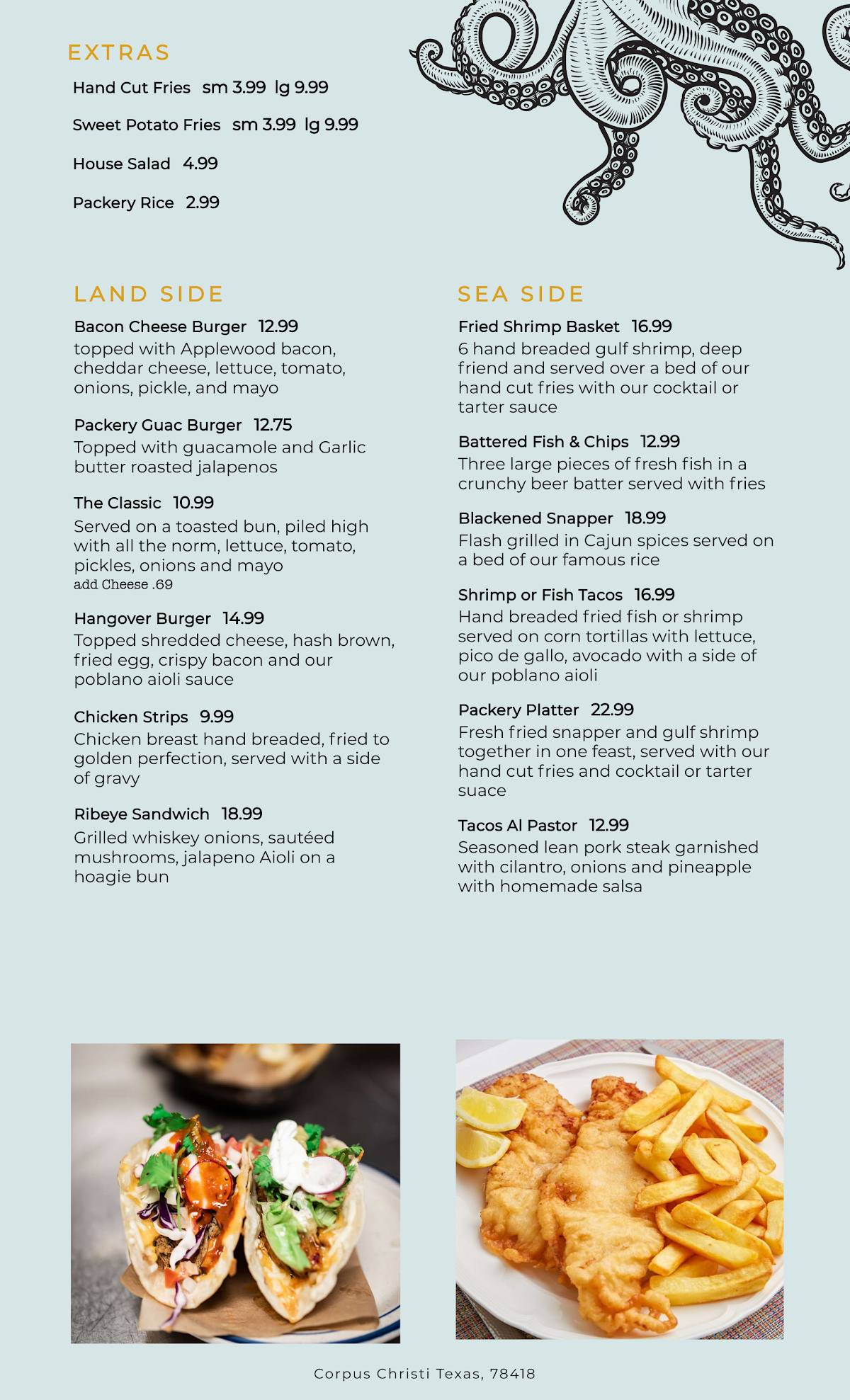 Menu at Packery Bar and Grill, Corpus Christi