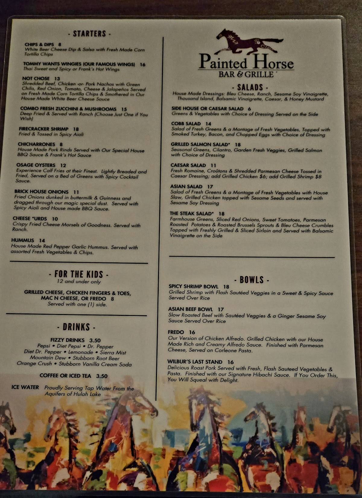 Menu at Painted Horse Bar & Grille, Bartlesville
