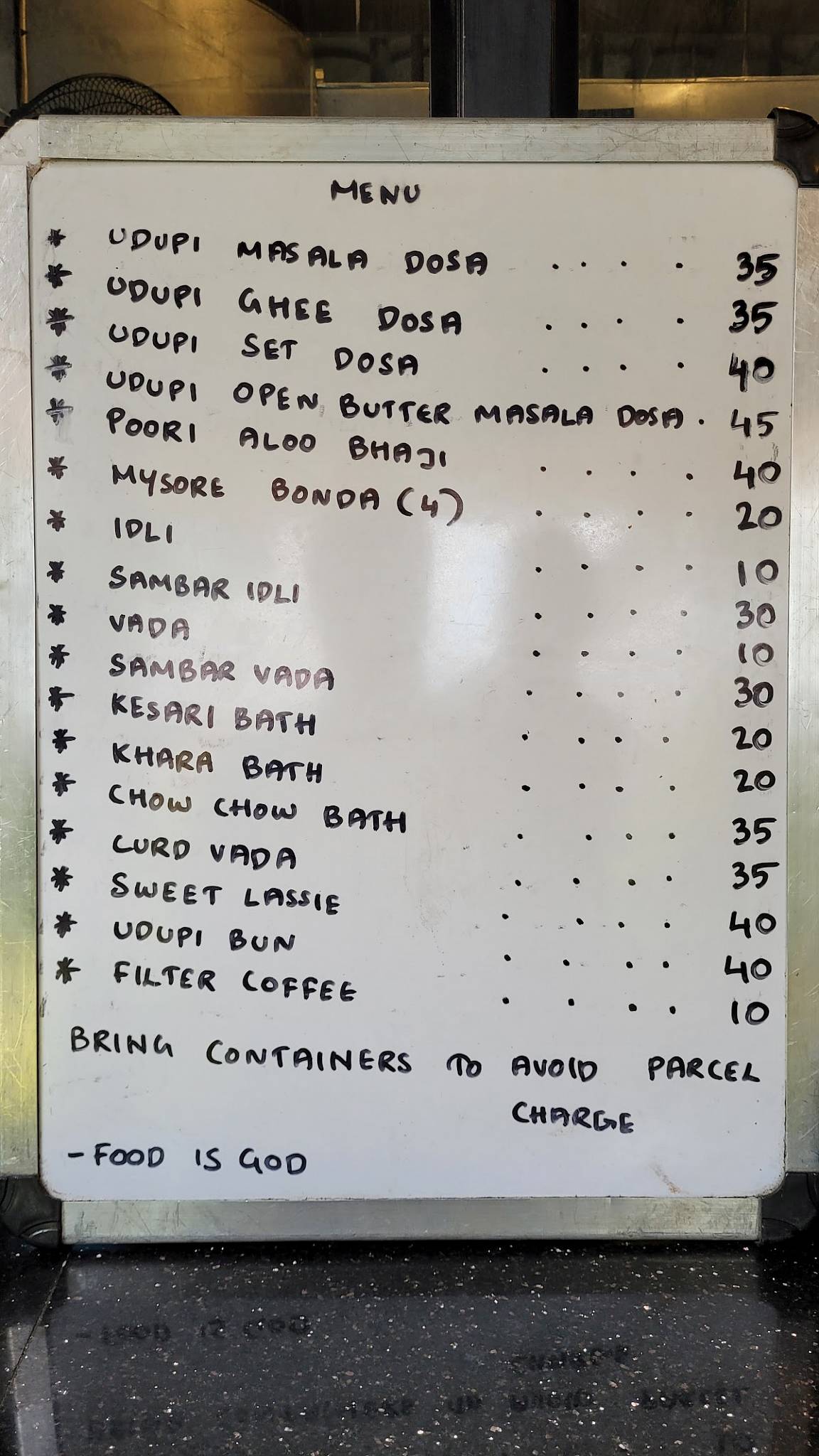 Menu at Social Kitchen, Palakkad, Wishakam complex